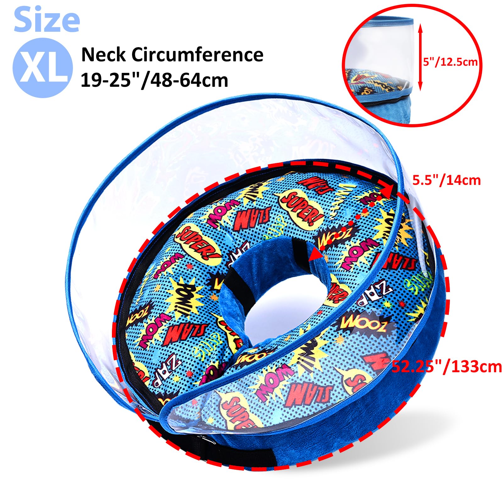 Soft Inflatable Dog Cone Collar for Large Medium Small Dogs, Cone for Dogs Alternative After Surgery, Donut Cones to Stop Licking Scratching with Clear Baffle (Blue, XL (Neck: 19-25 in))