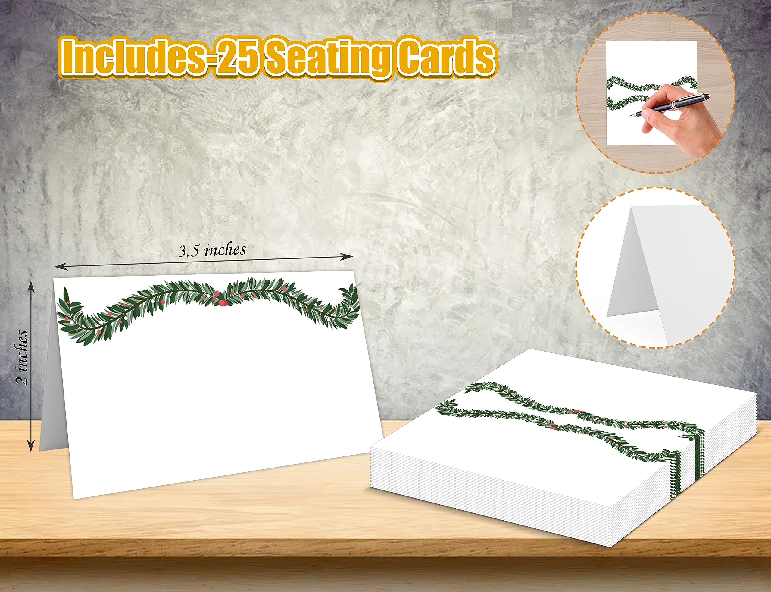 Christmas Party Seating Cards,Name Place Cards for Table Setting,Food Labels for Party Buffet,Place Cards for Weddings,Reserved Seating Signs,Tent Cards,Party Supplies,Set of 25 Seat Cards-Z6