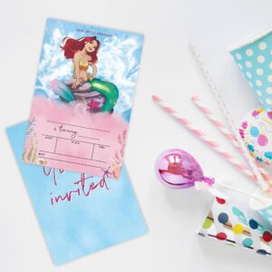 JCVUK Mermaid Theme Party Birthday Invitation Cards, Under The Sea, 20 Invites With Envelopes, Double-sided Fill In Style Invitations, Birthday Party Favor, Decorations And Supplies - Y10