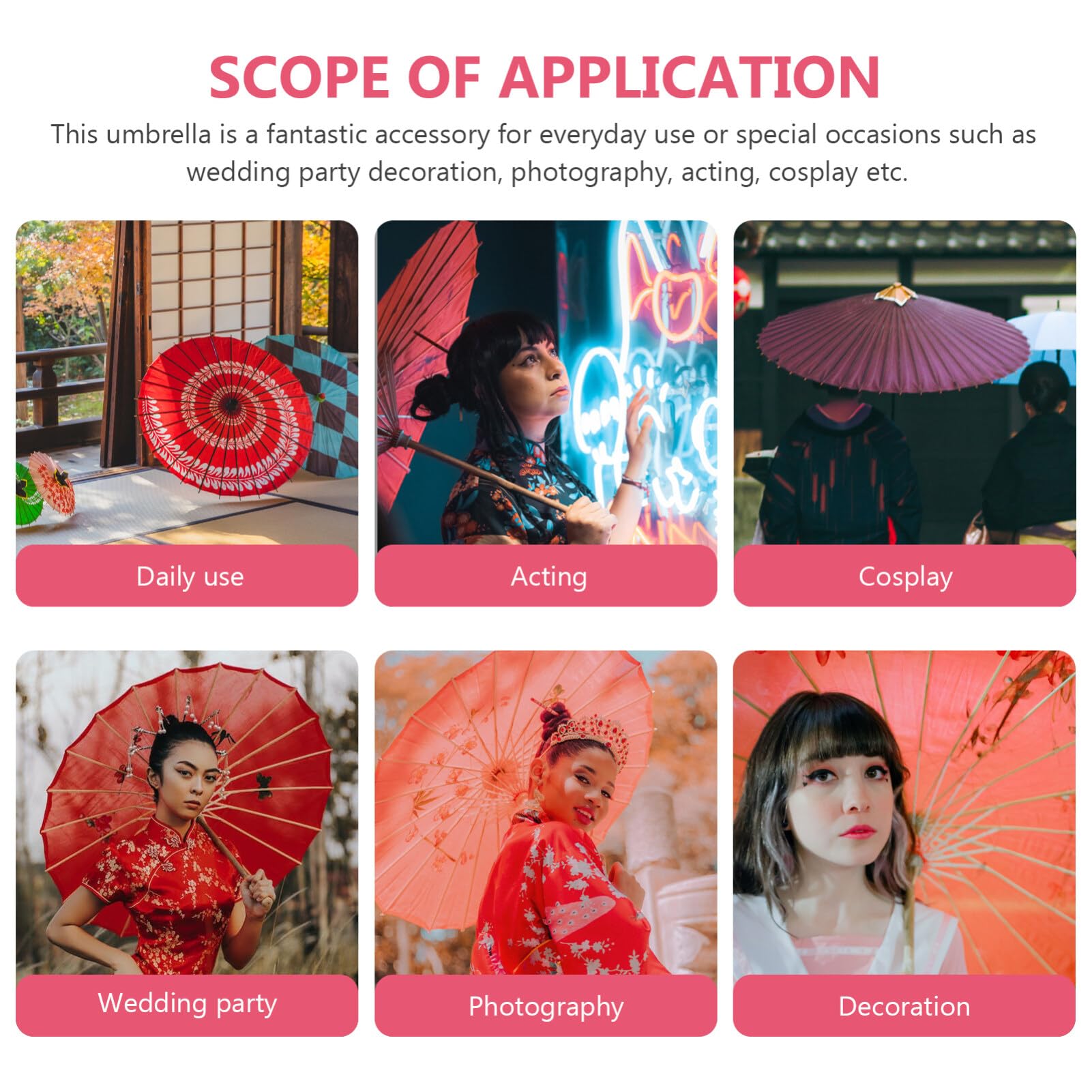 Gadpiparty Oiled Paper Umbrella Chinese Classical Plum Blossom Paper Umbrella Parasol Art Dance Japanese Umbrella Wedding Bridal Party Photo Prop Decorations