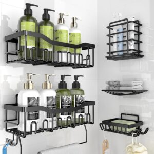 phiaso shower caddy 6 pack shelves - self adhesive shower organizer for bathroom kitchen storage, drill-free&quick-dry, rustproof stainless steel bathroom organizer, shower shelf for inside shower