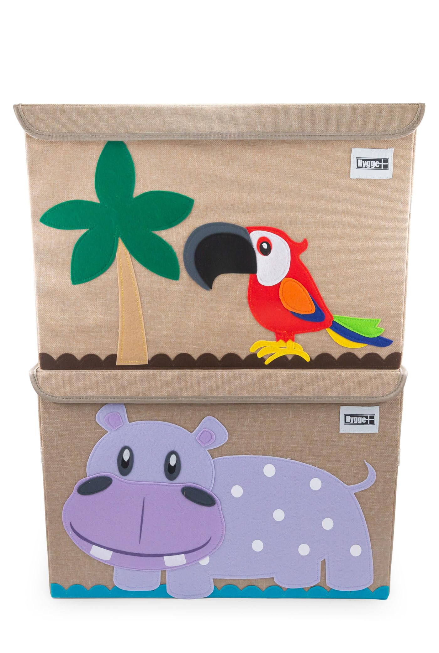 HYGGE + Animial Toy Storage Bin with Lid 20.8" x 13" x 13" Durable fabric & lightweight design. Great for storing toys, books, linens, games, clothing, baby products & more! (Safari Pack)