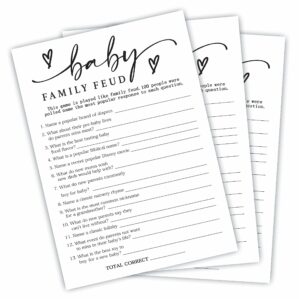 30 baby shower feud game - 5"x7" minimalism double-sided fill in style game cards - gender reveal party & activity - baby shower party favors and decorations (pack of 30 & 1answer card)-a06