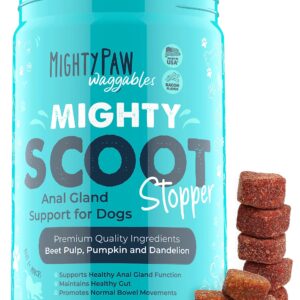 Mighty Paw Waggables Mighty Scoot (Made in USA) | Dog Digestive Support Anal Gland Chews. Dog Anal Gland Scoot for Dogs. Beet Pulp & Pumpkin Dog Fiber Supplements. Pet Bowel Gut Health (120 Count)