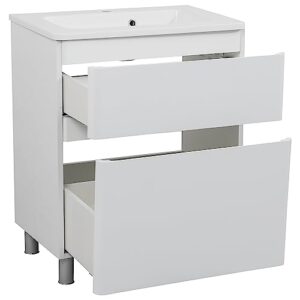 Modern Free Standing Bathroom Vanity with Washbasin | Comfort White High Gloss Collection | Non-Toxic Fire-Resistant MDF-28-Diamond Collection 24"