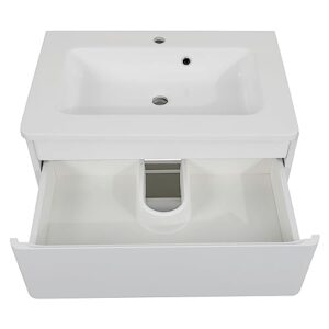 Modern Free Standing Bathroom Vanity with Washbasin | Comfort White High Gloss Collection | Non-Toxic Fire-Resistant MDF-28-Diamond Collection 24"