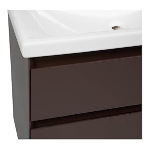 Modern Free Standing Bathroom Vanity with Washbasin | Elit Brown Matte Collection | Non-Toxic Fire-Resistant MDF-40-Omega Collection R-line 24"