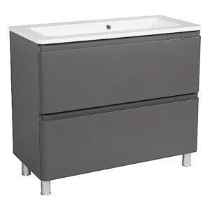 modern free standing bathroom vanity with washbasin | comfort gray matte collection | non-toxic fire-resistant mdf-40-no mirror