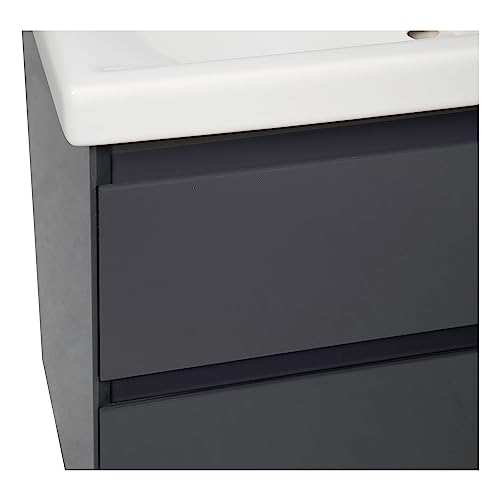 Modern Free Standing Bathroom Vanity with Washbasin | Elit Graphite Gloss Collection | Non-Toxic Fire-Resistant MDF-32-Simple Collection 24"