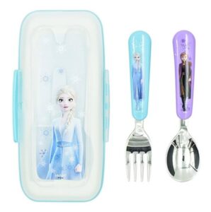 frozen elsa fork and spoon flatware set with case