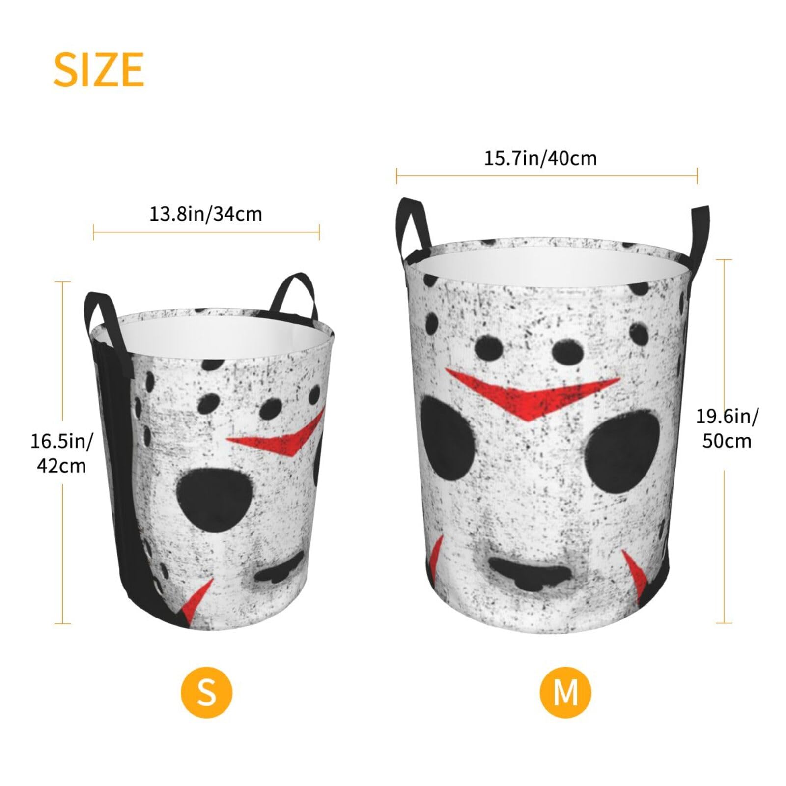 Horror Skull Print Laundry Basket Waterproof Large Laundry Hamper With Handles Round Organizer Basket Dirty Clothes Hamper