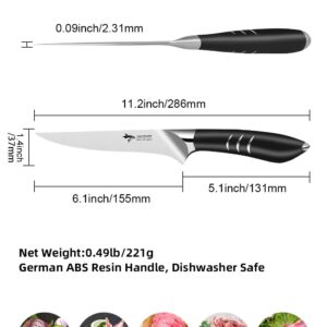 MAD SHARK Boning Knife 6 Inch, Razor Sharp German Molybdenum-vanadium Steel Butcher Knife for Meat Cutting, Deboning Knife, Brisket Meat Trimming Knife, Fish Fillet Knife, Bone Knife