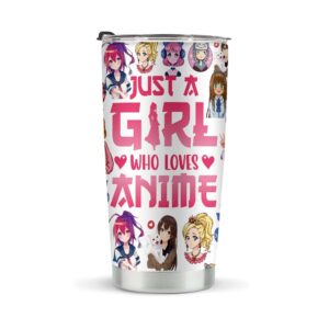 kdxpbpz anime gifts for women, anime lover gifts for girls, stainless steel tumblers 20oz, birthday kawaii gifts for anime lovers - just a girl who really loves anime