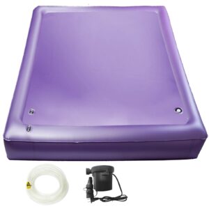 free flow full wave water bed mattress - pvc square purple softside water bed, comfortable and foldable water mattress set for the elderly, children and adults (queen, 60×80x7.9inch)