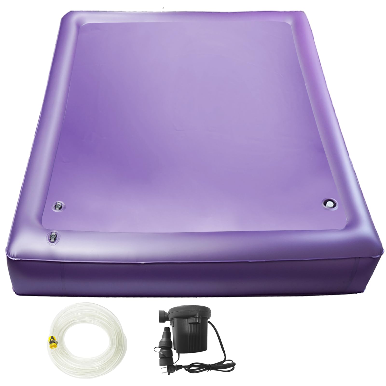 Free Flow Full Wave Water Bed Mattress - PVC Square Purple Softside Water Bed, Comfortable and Foldable Water Mattress Set for The Elderly, Children and Adults (King, 76x80x7.9inch)