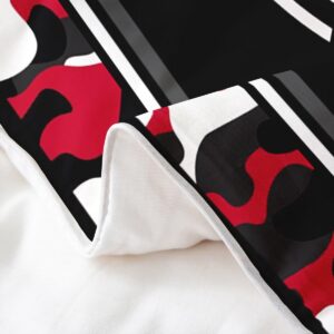 Boys Aircraft 100% Nature Cotton Duvet Cover Full Size,Army Fighter Jet Plane Super Soft Bedding Set,Retro Army Camouflage Red White Black Comforter Cover Bedding 3 Piece (No Comforter)