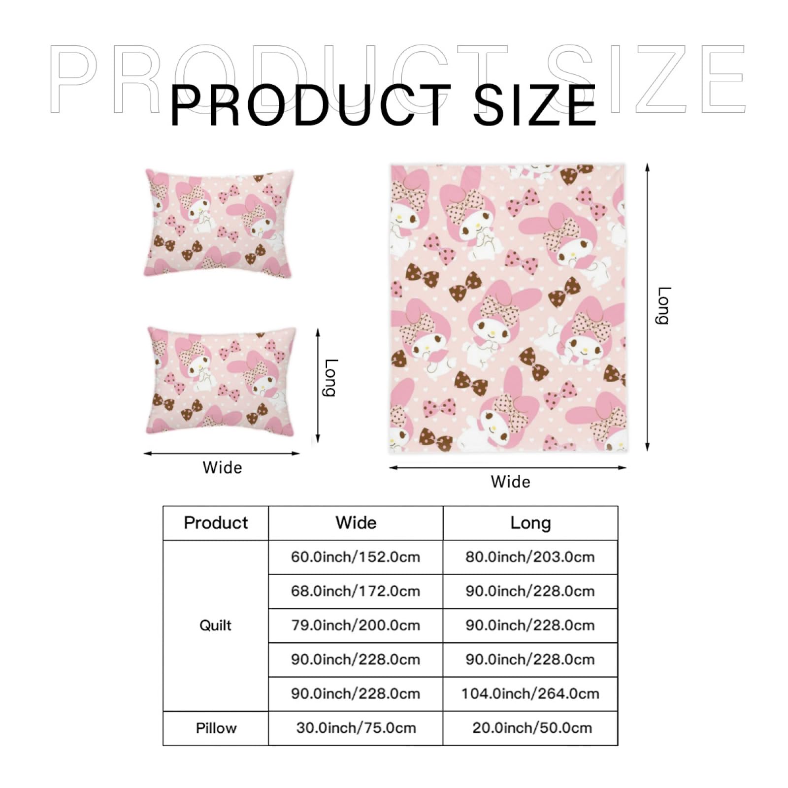 My Bunny Melody 3D Digital Print 3 Piece Bedding Set Duvet Cover Melody Decor Bedspread Cover for Kid Pink Comforter Cover Sets with 1 Quilt Cover and 2 Pillowcases