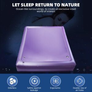 Free Flow Full Wave Water Bed Mattress - PVC Square Purple Softside Water Bed, Comfortable and Foldable Water Mattress Set for The Elderly, Children and Adults (King, 76x80x7.9inch)