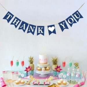 KUNGOON Thank You Banner,Premium Blue Wedding Bridal Shower,Thanksgiving Day Party Decorations,Engagement/Wedding Anniversary Party Decoration.