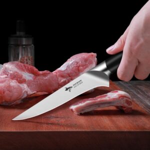 MAD SHARK Boning Knife 6 Inch, Razor Sharp German Molybdenum-vanadium Steel Butcher Knife for Meat Cutting, Deboning Knife, Brisket Meat Trimming Knife, Fish Fillet Knife, Bone Knife