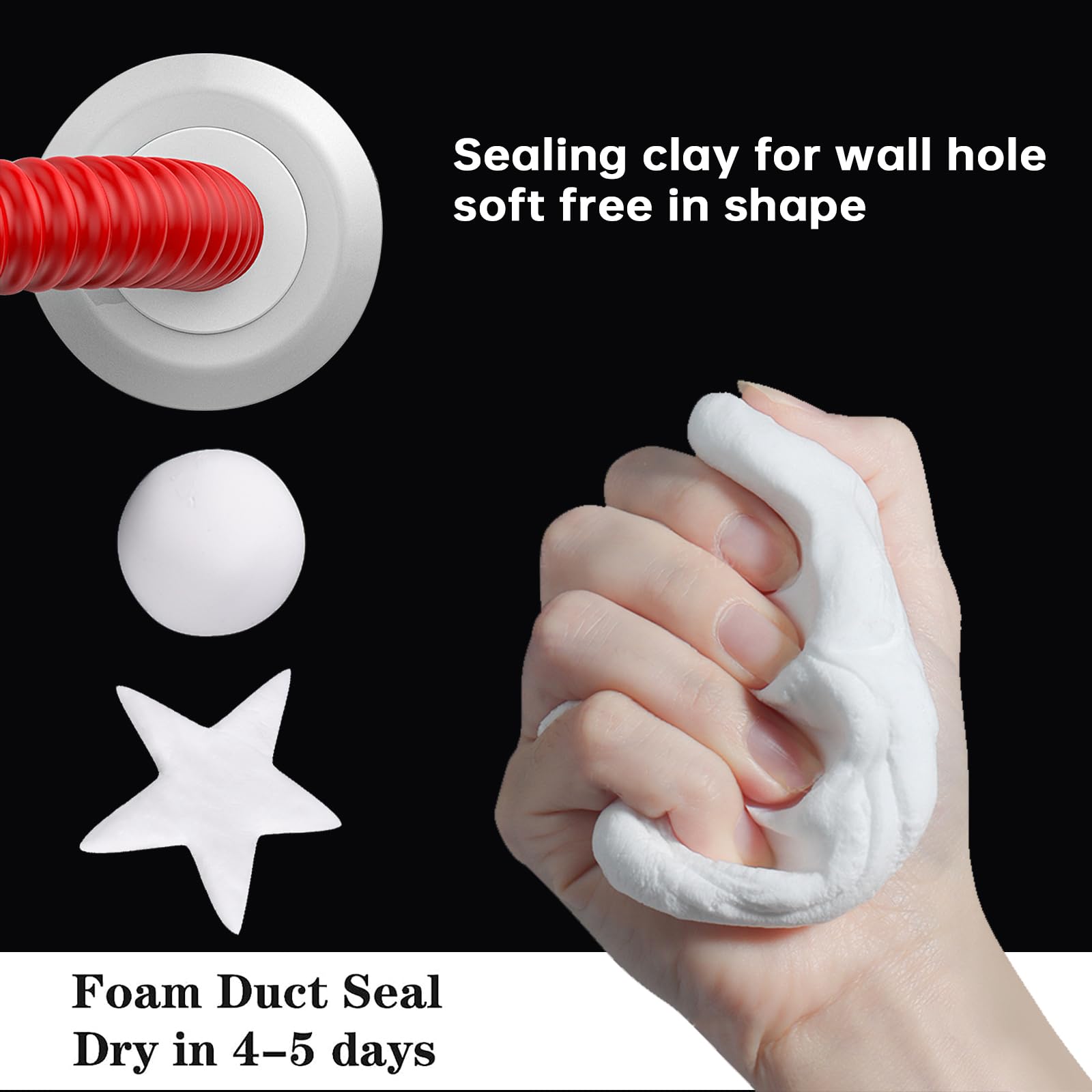 Zxfuture Pack of 8 White Seal Putty Waterproof Duct Seal Repair Sealing Clay, Quick Mending Mud for Drain Connection, Wall Hole, Air Conditioning Hole