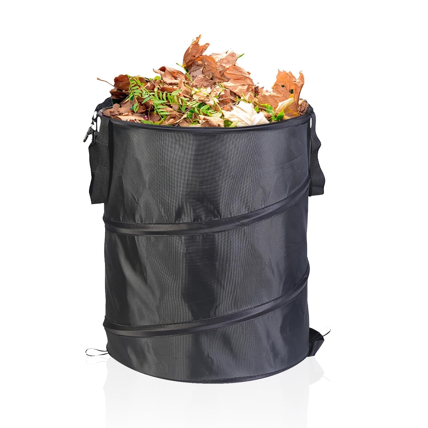 Camping Trash Can 34cm Diameter 10 Gallons Large Clip Model Dark Green Oxford Cloth Collapsible Waste Bag Portable Camping Trash Can for Balcony Gar Camping(Black)