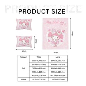 DIEZ The Girls My Bunny Melody Theme Bedding Set,3 Piece 3D Melody Flowers Printed Breathable Durable Microfiber Comforter Set,Gifts for Boys and Girls,1 Duvet Cover with 2 Pillowcases, Twin