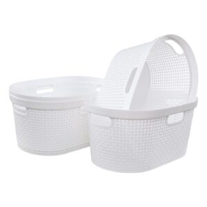 teyyvn 4-pack 40 l large plastic laundry hamper, laundry basket with cutout handles, white