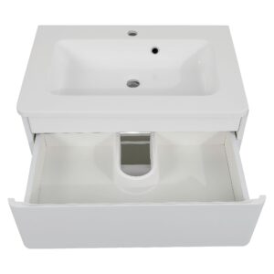 Modern Free Standing Bathroom Vanity with Washbasin | Comfort White High Gloss Collection | Non-Toxic Fire-Resistant MDF-28-No Mirror