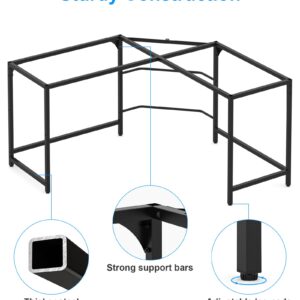 Teraves Reversible L Shaped Desk with Large Surface, 61 Inch Sturdy Corner Desk with Storage Shelves, Premium Office Computer Desk Workstation for Home Office Gaming