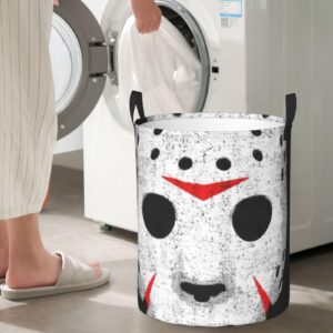 Horror Skull Print Laundry Basket Waterproof Large Laundry Hamper With Handles Round Organizer Basket Dirty Clothes Hamper