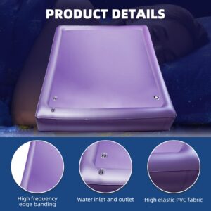 Free Flow Full Wave Water Bed Mattress - PVC Square Purple Softside Water Bed, Comfortable and Foldable Water Mattress Set for The Elderly, Children and Adults (King, 76x80x7.9inch)