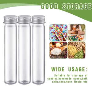 Dandat 80 Pcs 65ml Clear Flat Plastic Test Tubes with Screw Caps, Plastic Tubes Containers Storage Tubes with Caps Test Lab Tubes for Sample Testing, Candy, Spices, Dried Flowers and Party Favors