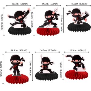 6 PCS Ninja Party Honeycomb Table Centerpiece Double Sided Martial Arts Karate Kung Fu Warriors Table Toppers Centerpieces for Ninja Theme Baby Shower Birthday Party Table Decorations Supplies