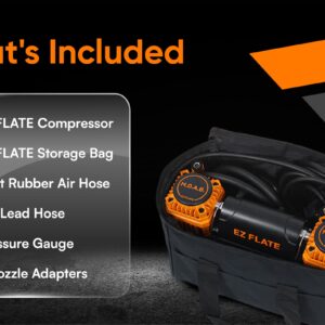 EZ FLATE M.O.A.B. Dual Air Compressor for 4x4 Offroad Vehicles, Fast Inflation, 12V Power, Easy to Use, Storage Bag