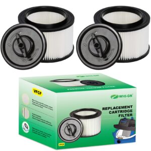 2 pack vfcf cartridge filter & retainer, compatible with vacmaster 4 gallon wet/dry vacuums model# vf408, professional model# vf410p, and cleva industrial model# vf408b