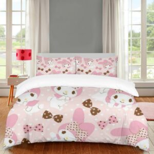 my bunny melody 3d digital print 3 piece bedding set duvet cover melody decor bedspread cover for kid pink comforter cover sets with 1 quilt cover and 2 pillowcases