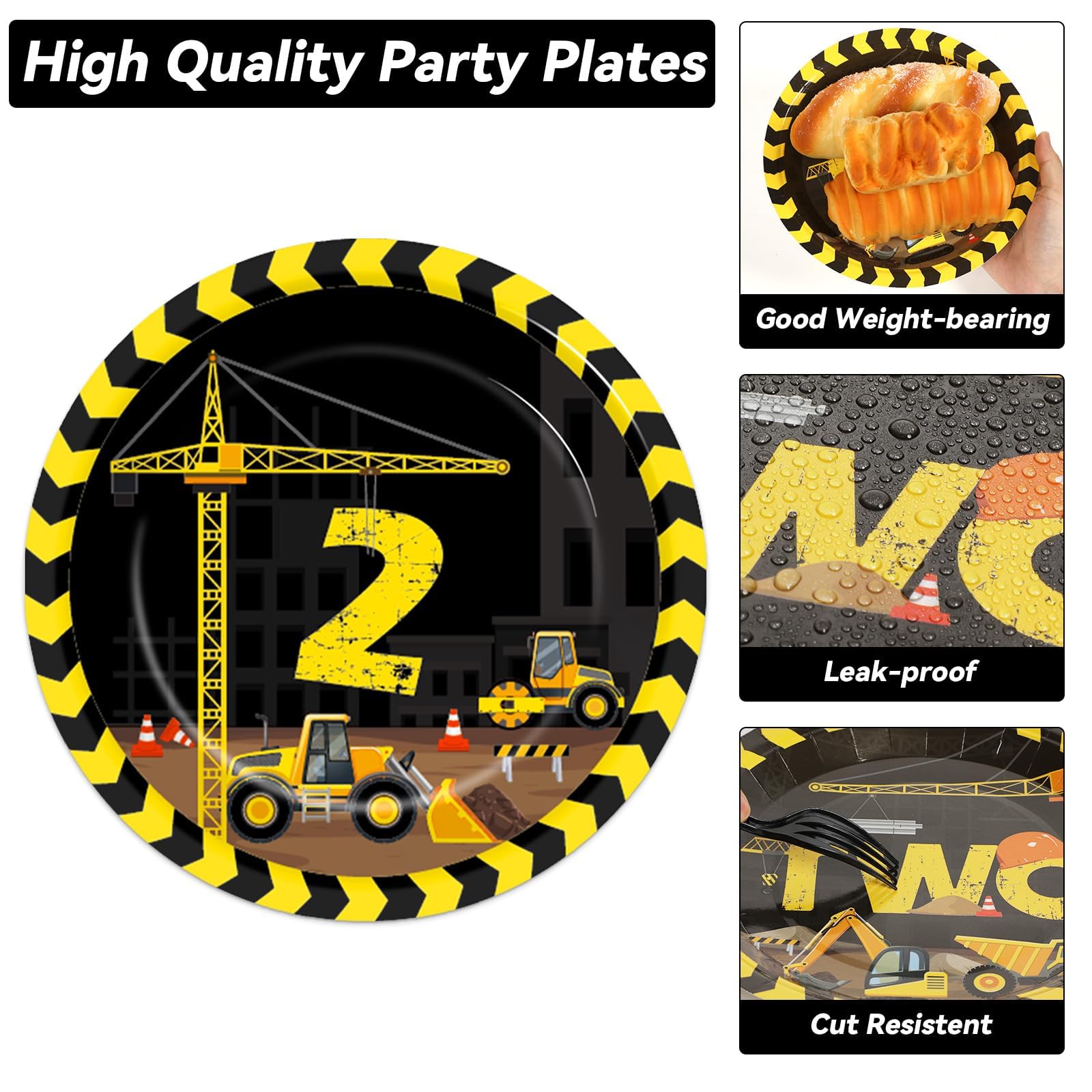 100 Pcs Construction Party Plates and Napkins Set Construction Truck Birthday Party Decorations Supplies Tableware Construction Themed Party Favors for Boys Birthday Party Decorations Serves 25