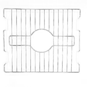 SOFINNI Chrome Kitchen Sink Protector White Steel Sink Grate Insert Grid Sink Bowl Rack Rust Prevent (Chrome) (10.6" x 12.5")