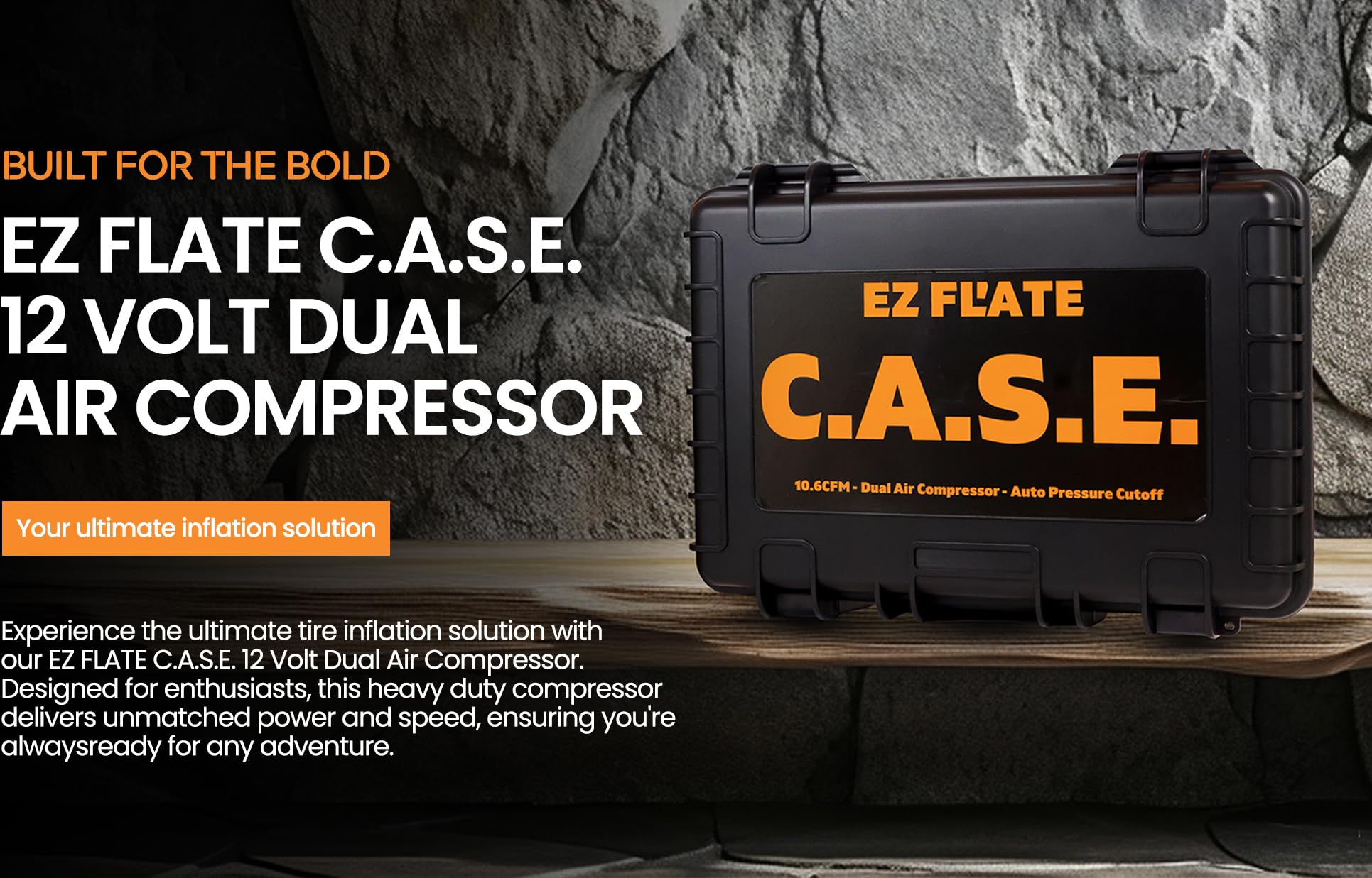 EZ FLATE C.A.S.E. 12 Volt Air Compressor Built Into Heavy Duty Case | Dual Air Compressor | 10.6 CFM | Offroad Air Compressor 4x4 |150 PSI | Portable Inflator With Pressure Gauge