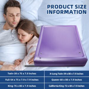 Free Flow Full Wave Water Bed Mattress - PVC Square Purple Softside Water Bed, Comfortable and Foldable Water Mattress Set for The Elderly, Children and Adults (Queen, 60×80x7.9inch)