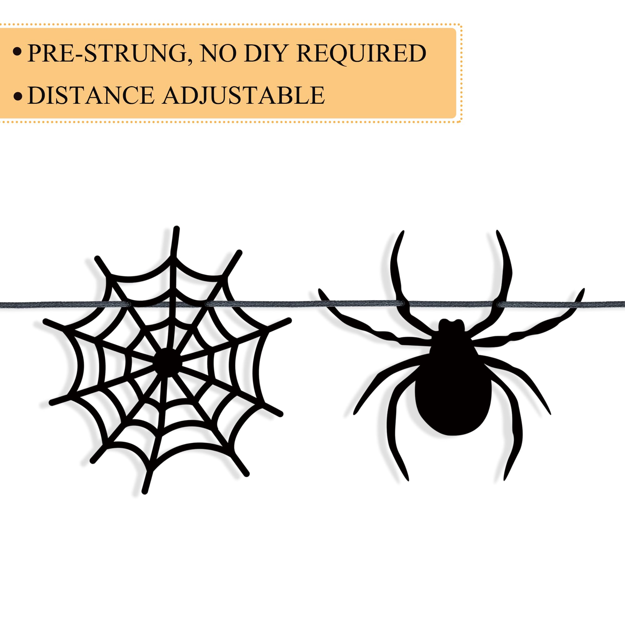 Uniwish Felt Spider Spiderweb Banner Garland Halloween Spider Web Decorations Outdoor Indoor Home Decor Spooky Themed Birthday Party Supplies Photo Props