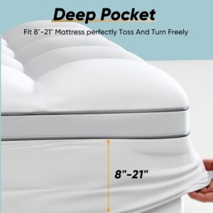 Memory Foam Mattress Topper Queen Size, Dual Layer 4 Inch Mattress Pad,2 Inch Gel Memory Foam Plus 2 Inch Pillow Top Cover with 8-21 Inch Deep Pocket