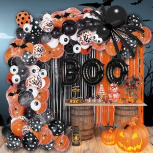 aibiin 116pcs halloween balloon garland arch kit halloween party balloons halloween balloons decorations orange black foil fringe curtain halloween boo birthday baby shower backdrop balloon kit