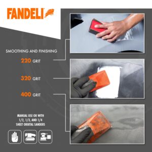 Fandeli | Pack Multi-Purpose Sandpaper Pack + Waterproof Sandpaper | 50 Sheets | Assorted Multi-Purpose (80, 120, 220), Waterproof (220, 320, 400) | 23 x 28 cm | Perfect for Sanding Metal and Wood