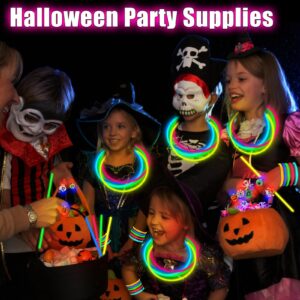 AMENON 150 Pcs Halloween Party Favors for Kids 100 Glow Sticks and 50 Halloween LED Light Up Rings Halloween Glow in The Dark Toy Gifts Halloween Goodies Bag Fillers Party Supplies for Kids