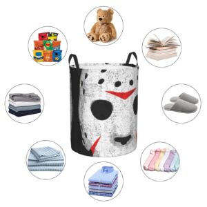 Horror Skull Print Laundry Basket Waterproof Large Laundry Hamper With Handles Round Organizer Basket Dirty Clothes Hamper