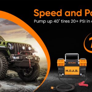 EZ FLATE M.O.A.B. Dual Air Compressor for 4x4 Offroad Vehicles, Fast Inflation, 12V Power, Easy to Use, Storage Bag