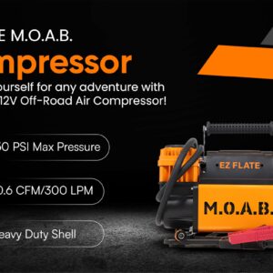 EZ FLATE M.O.A.B. Dual Air Compressor for 4x4 Offroad Vehicles, Fast Inflation, 12V Power, Easy to Use, Storage Bag