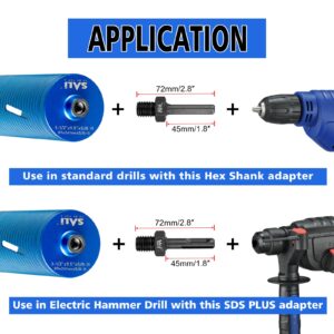 SALI Diamond Core Drill Bits 2" Diameter 10"/254mm Drilling Depth 5/8-11" Thread Core Bit Turbo Laser-Welded Segments for Cured Concrete with Rebar, Brick, Block, Masonry, Stone with Two Adapters